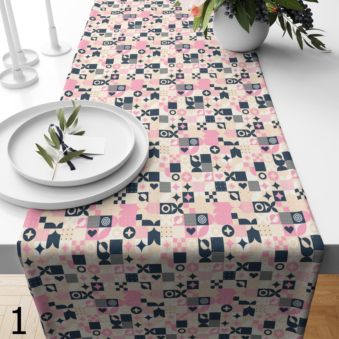 70s Retro Table Runners, Retro Geometric Abstract Table Runner, 70s ...