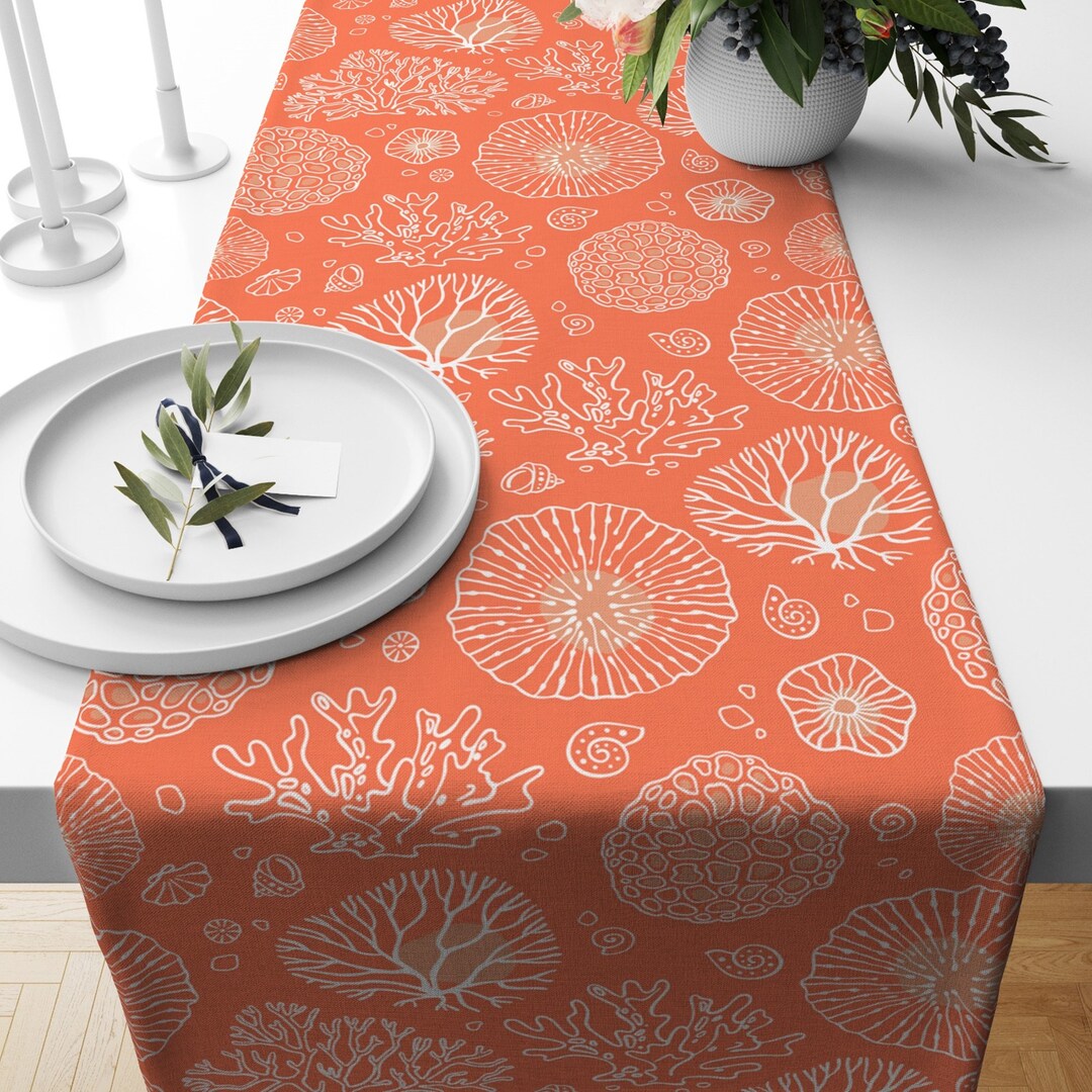 Nautical Table Runner, Sea Creatures Table Runners, Beach House Table ...