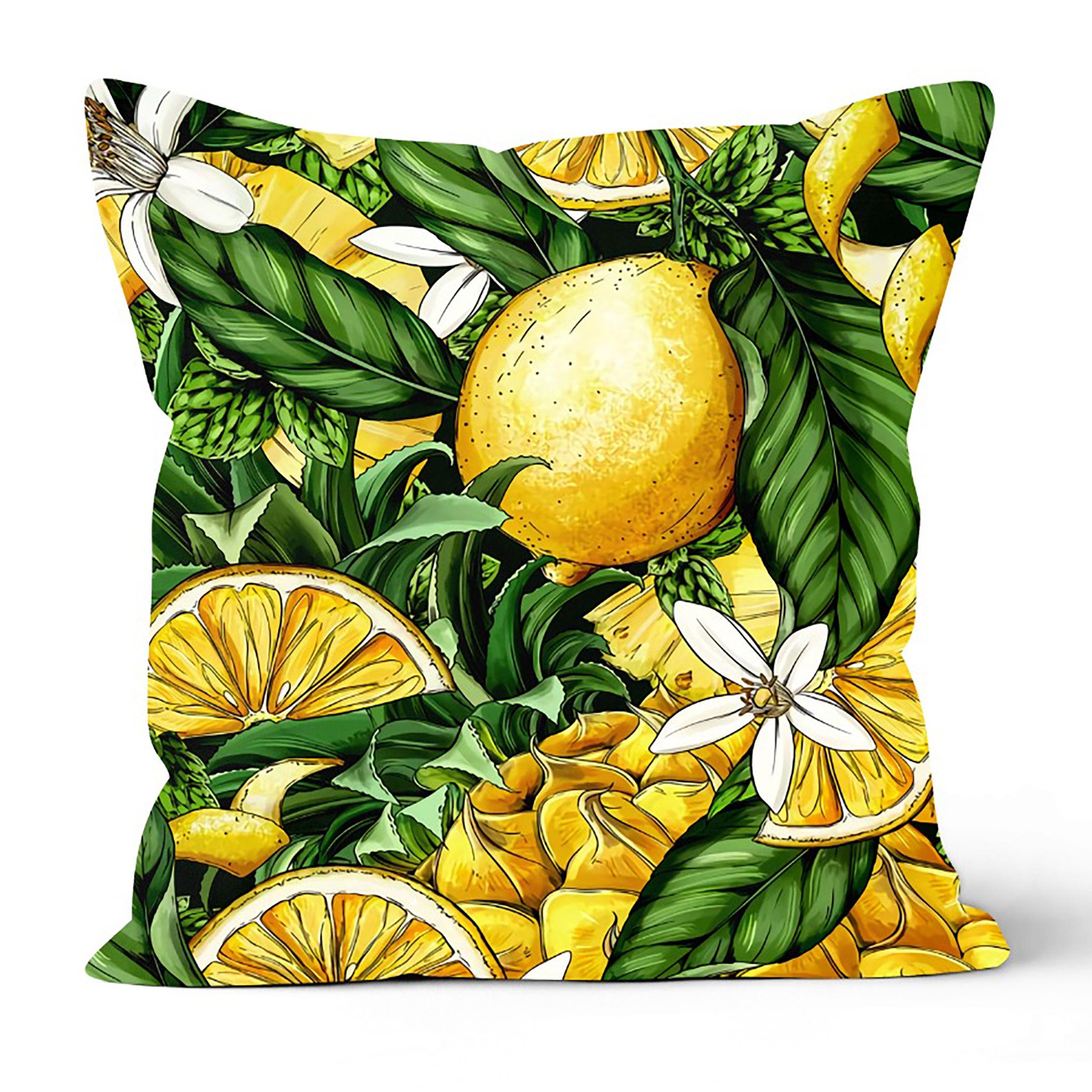 Floral Lemon Pillow Cover Lemon Cushion Case Decorative - Etsy UK