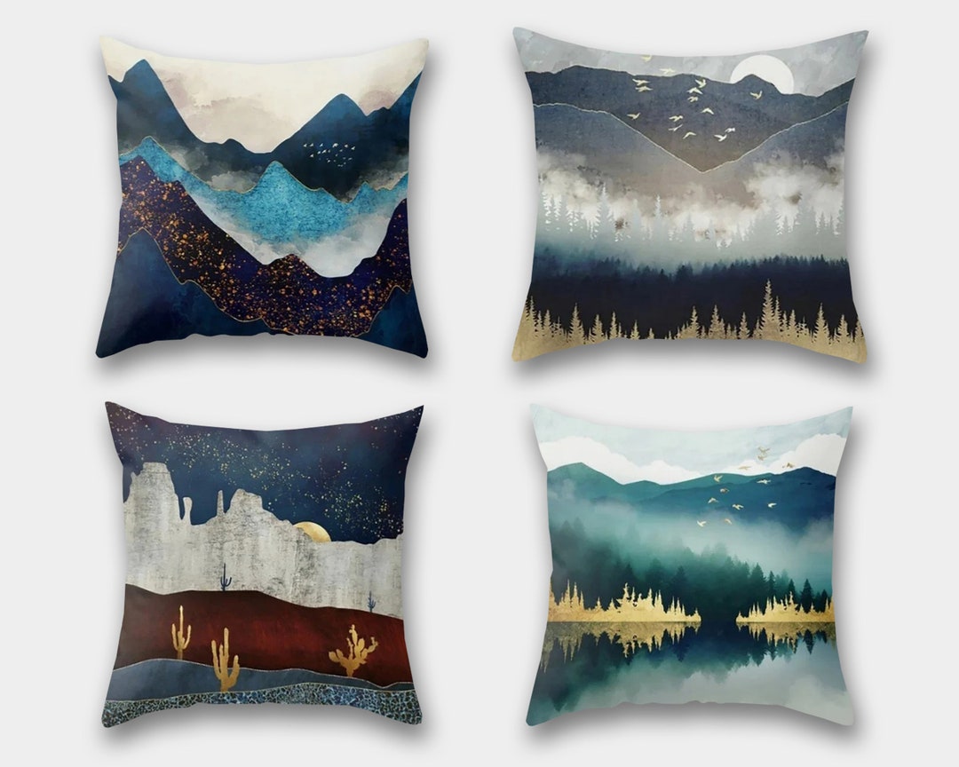 Landscape Mountain Pillow Cover, Abstract Landscape Pillow Case ...