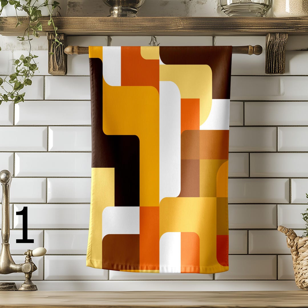 Retro Tea Towels, Mid Century Modern Dish Towels, Geometric Kitchen ...