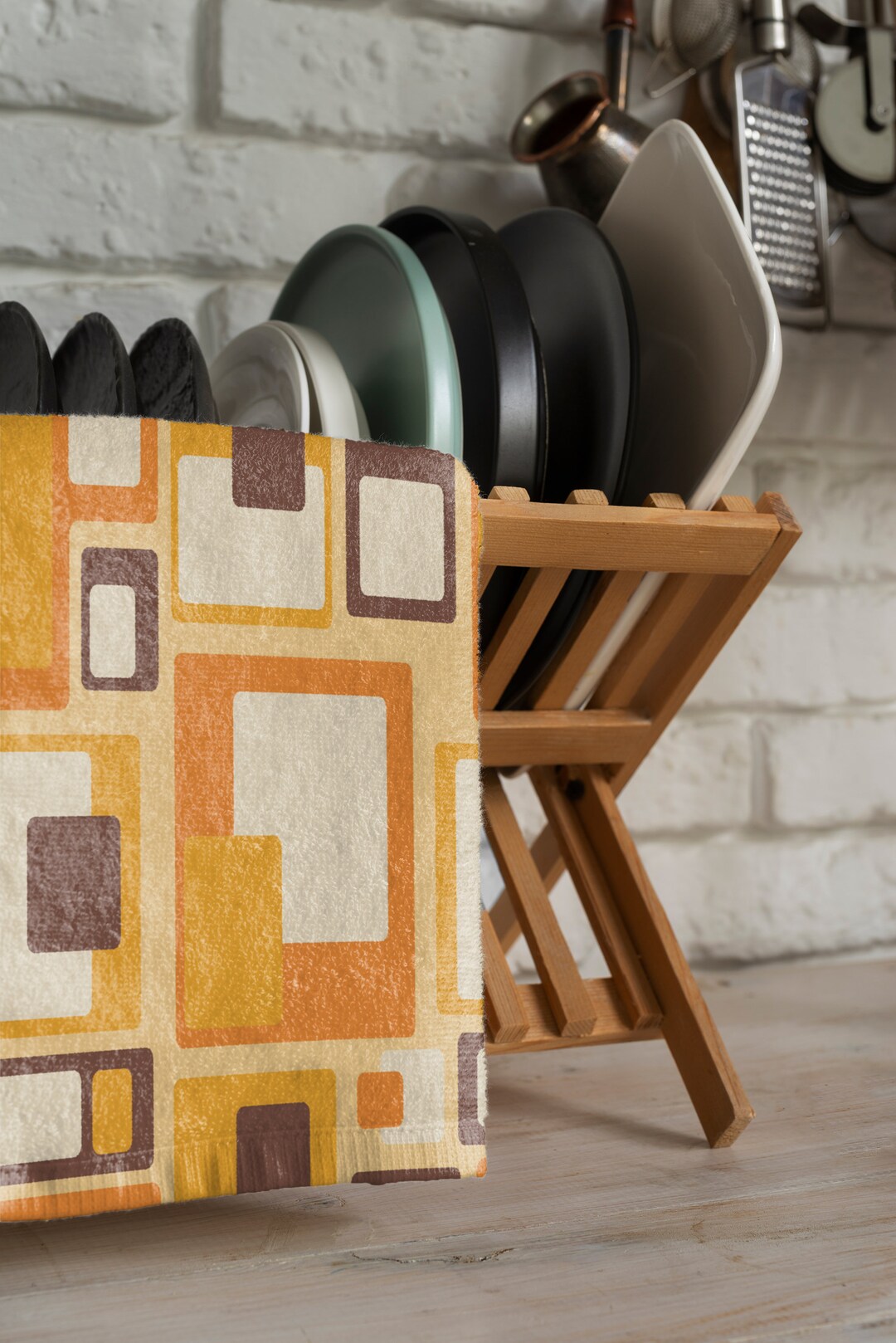 Retro Tea Towels, Mid Century Modern Dish Towels, Geometric Kitchen ...