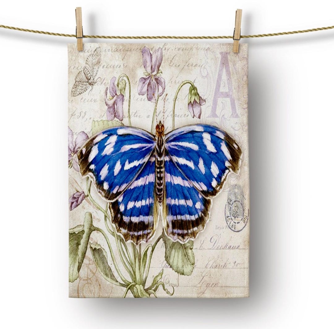 Butterfly Kitchen Decor, Blue Butterfly Hand Towel, Butterfly Themed ...