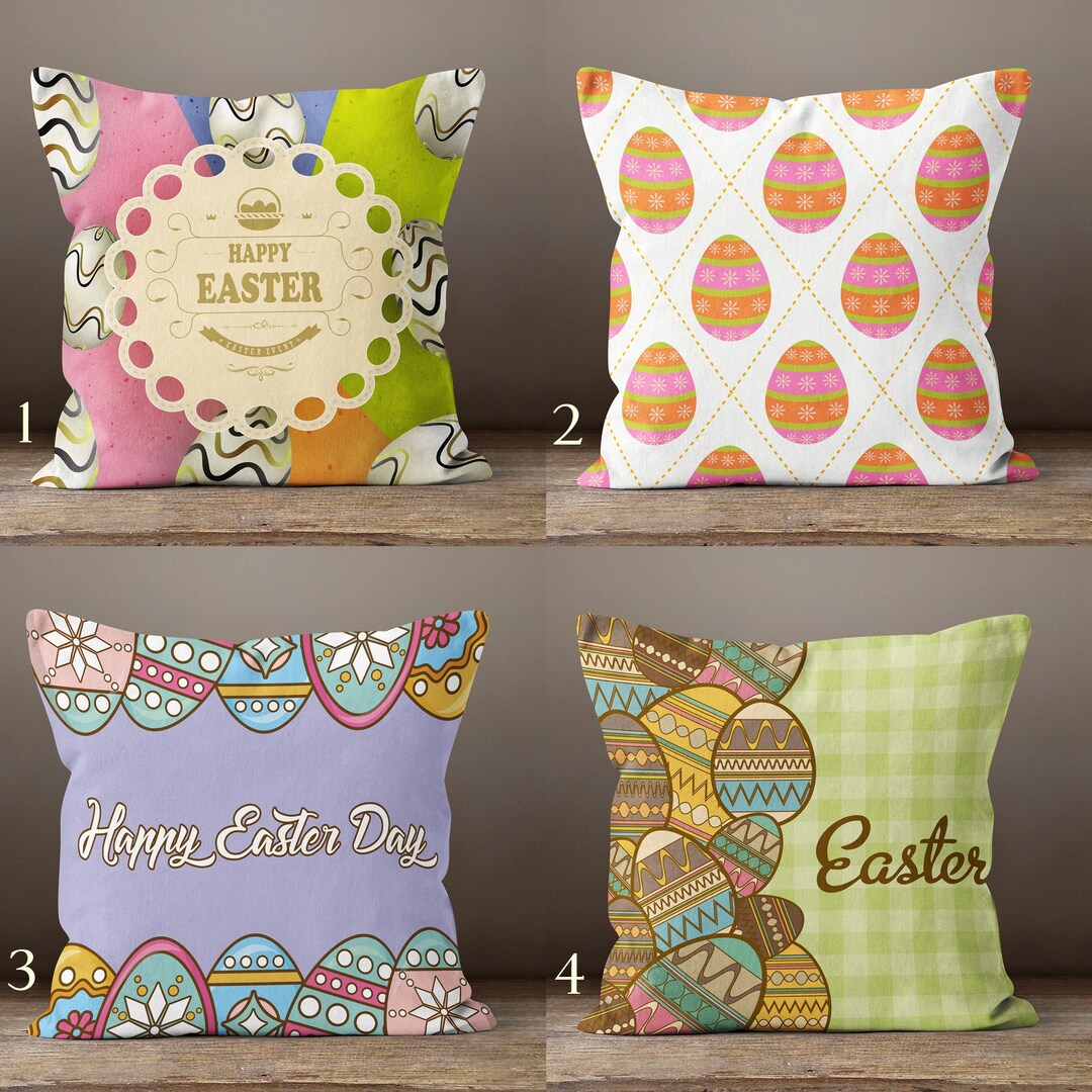 Bunny Easter Pillow Cover, Happy Easter Bunny Cushion Cover, Easter ...