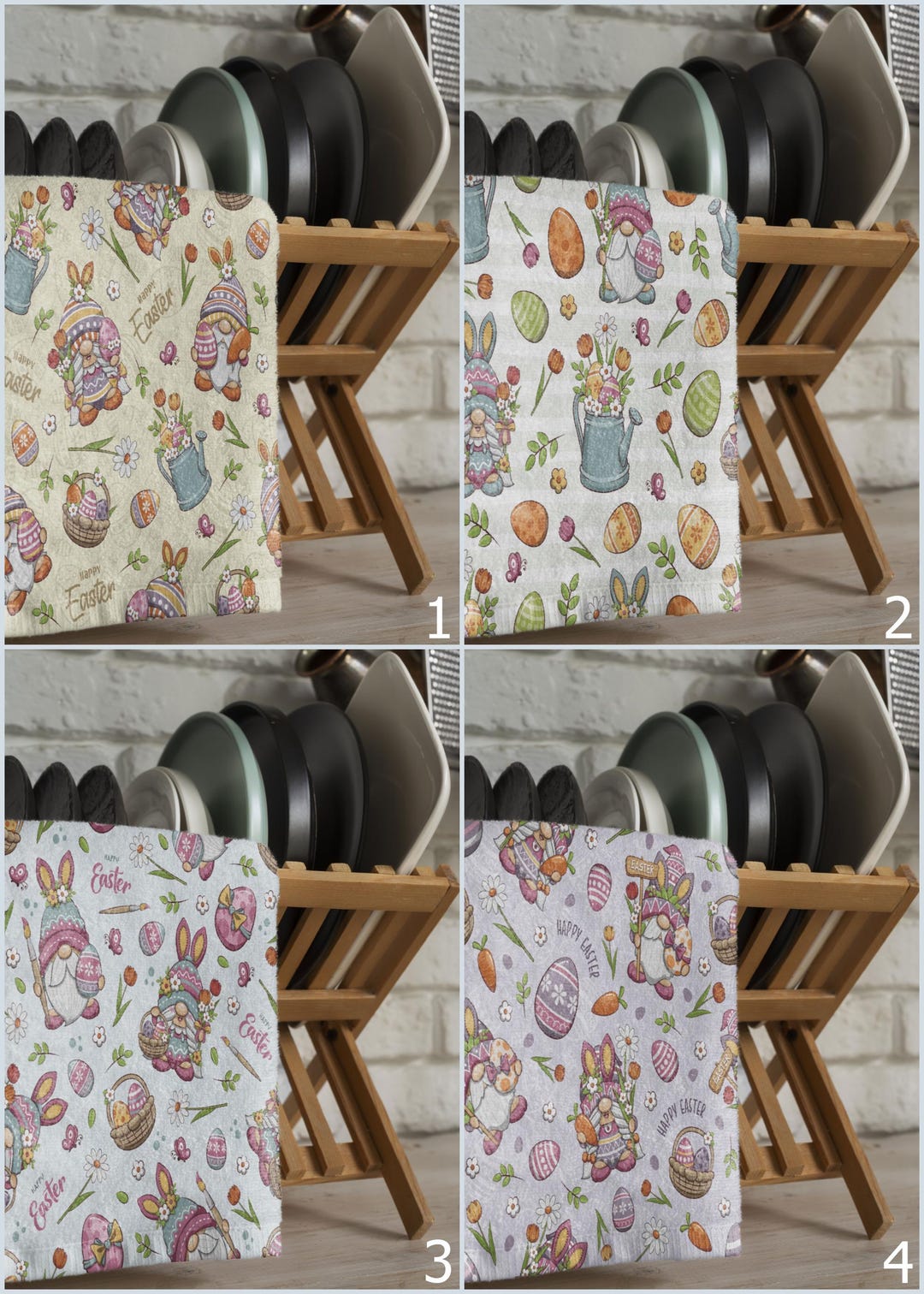 Cute Gnome Easter Tea Towels, Easter Eggs Tea Towel, Easter Gnome Tea ...