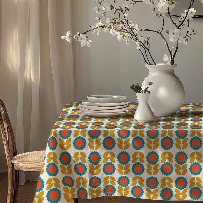1960s Rectangle Tablecloth - Etsy