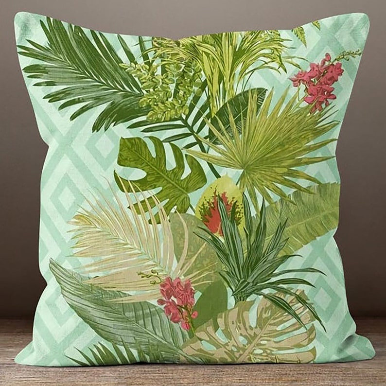 Green Tropical Palm Tree Decorative Throw Pillow Case Green - Etsy