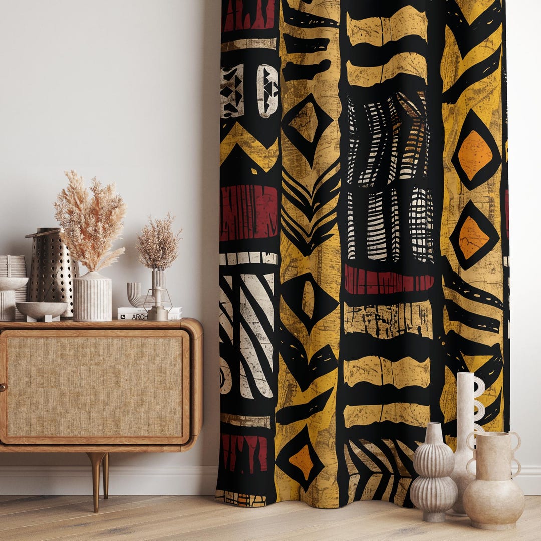 African Mudcloth Curtains, African Tribal Curtains, Mudcloth Ethnic ...