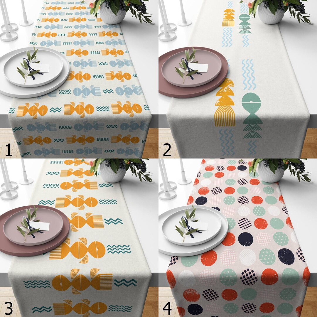 Mid Century Modern Table Runners, Retro Table Runners, Retro Vintage ...