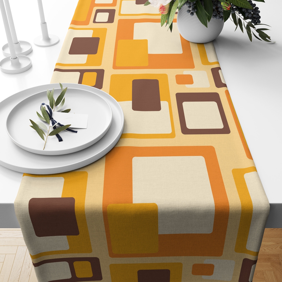 Mid Century Modern Table Runners, Retro Decor Table Runner, Geometric ...