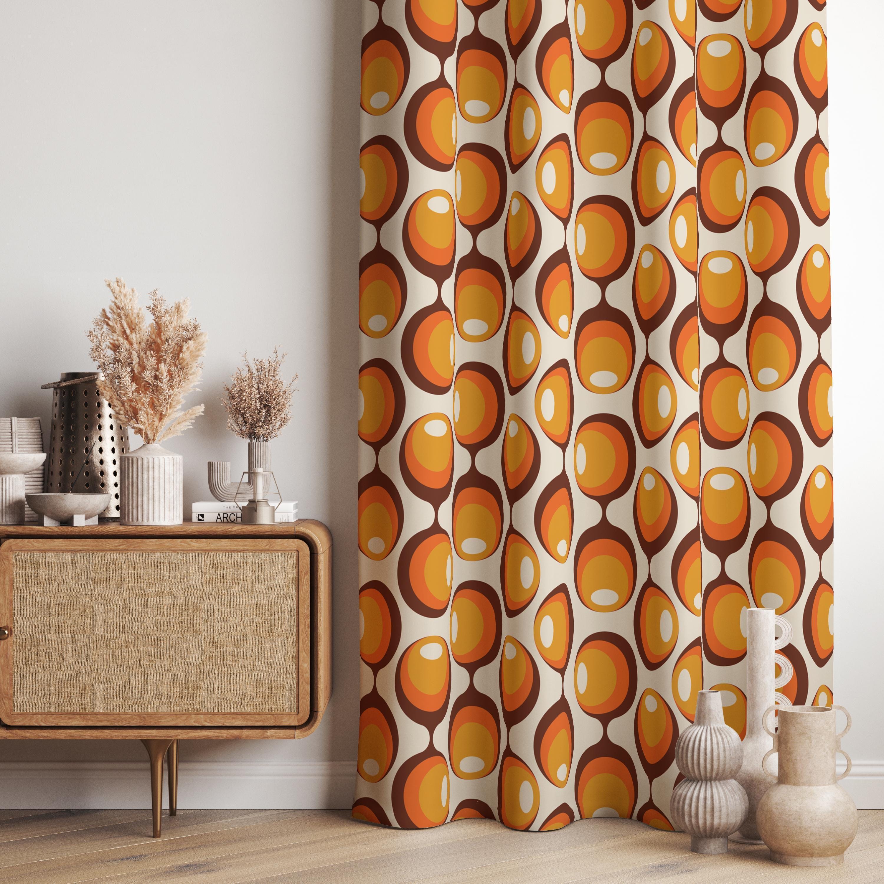 Mid Century Modern Curtains, Retro Curtain Panels, 70s Boho Printed ...