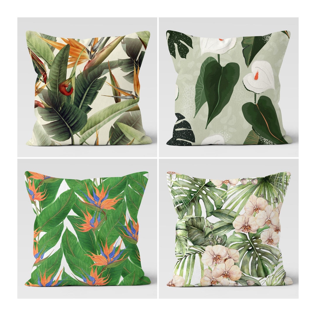 Green Tropical Palm Tree Pillow, Decorative Throw Pillowcase, Green ...