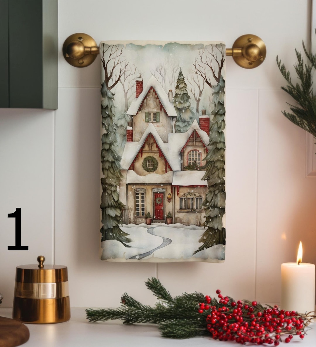 Decorative Winter Tea Towels, Christmas Houses Kitchen Towels, Xmas ...