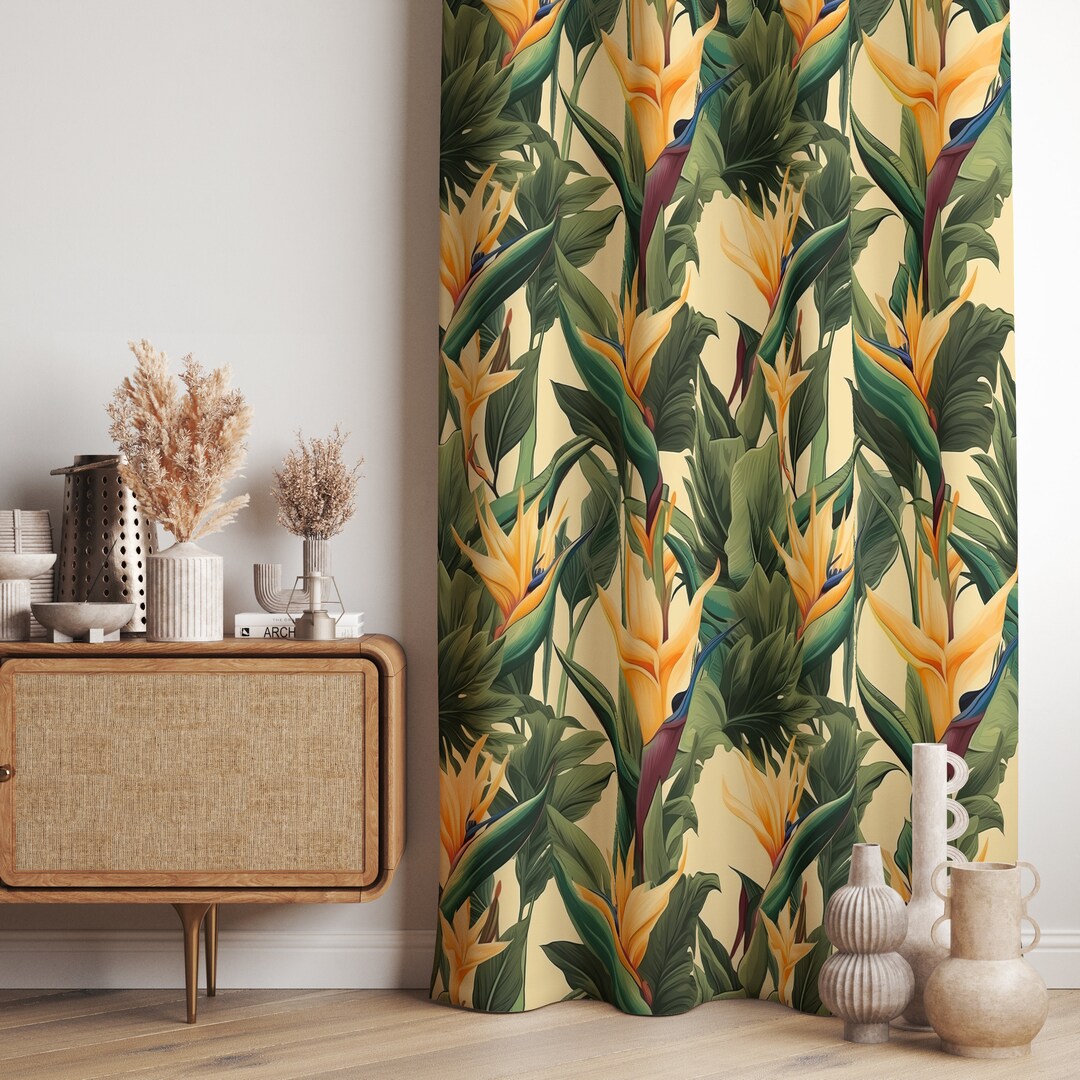Tropical Jungle Curtains, Tropical Leaf Panels, Exotic Plants Curtain ...