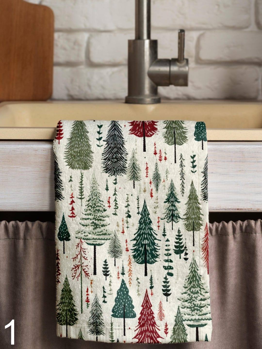 Christmas Tree Tea Towels, Pine Trees Dish Towel, Holly Pine Hand Towel ...