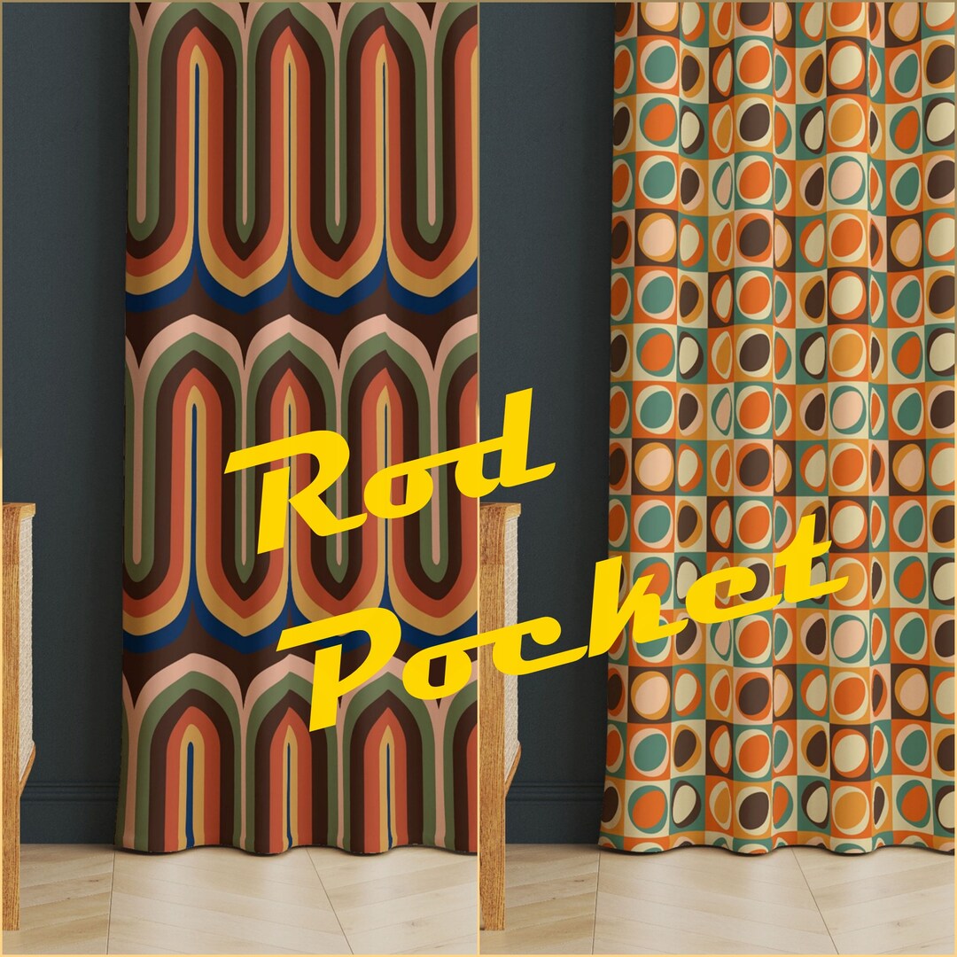 Retro Curtains Decorative Boho Curtain Mid Century Pattern - Etsy