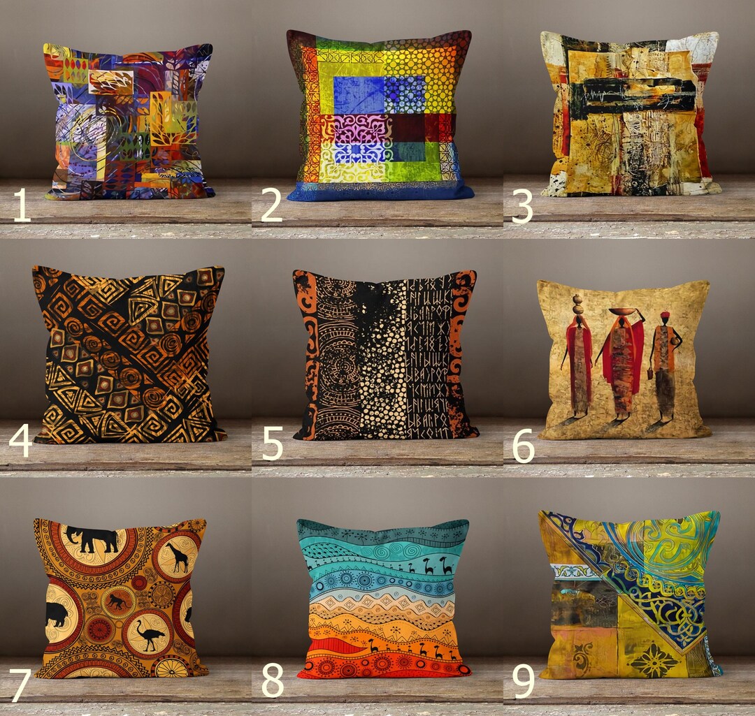 African Ethnic Cushion Cover, Ethnic Pillow Covers, Tribal African ...