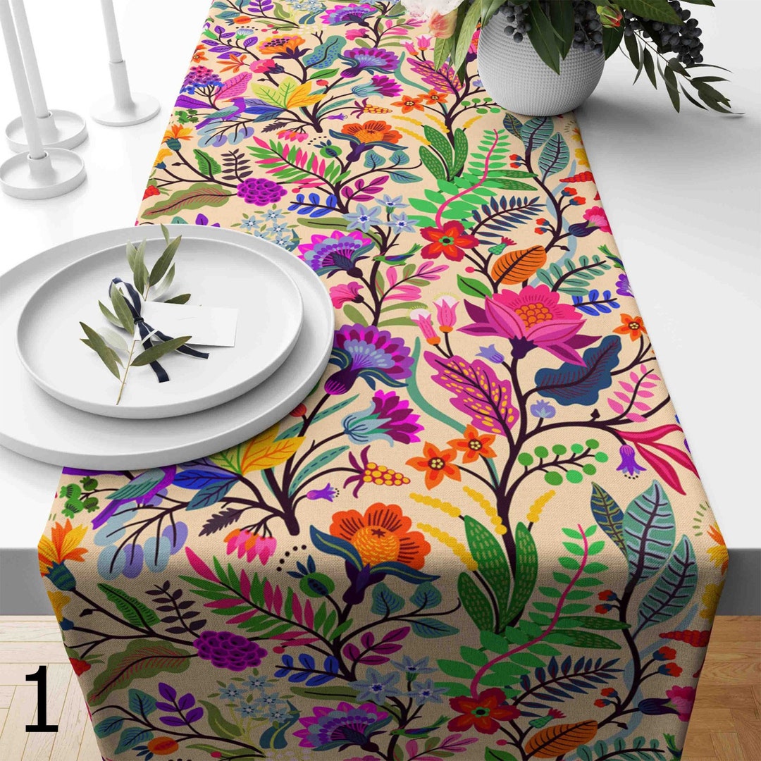 Spring Floral Table Runner, Colorful Floral Runner, Floral Table Runner ...