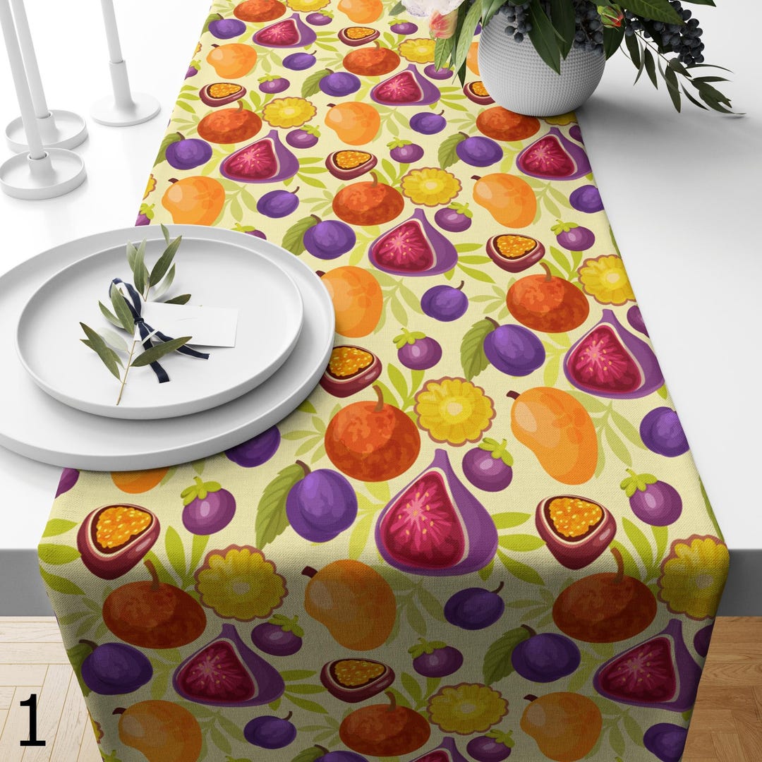 Tropical Fruit Table Runner, Mix Fruit Themed Table Runners, Fruits ...
