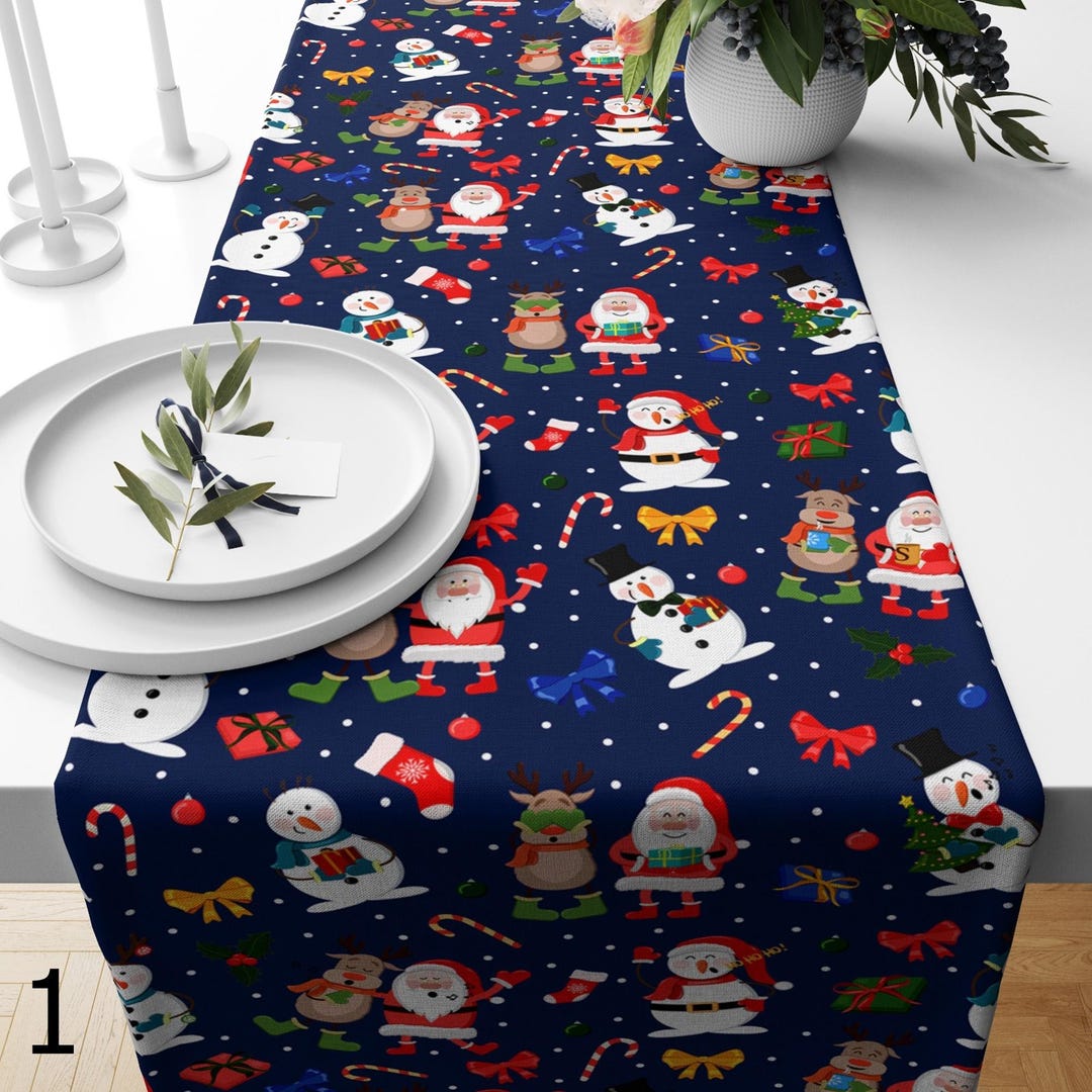 Christmas Table Runner, Santa Claus Table Runners, Jolly Xmas Table ...