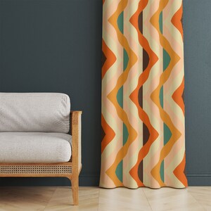 Retro Curtains, Decorative Boho Curtain, Mid Century Pattern Curtains ...
