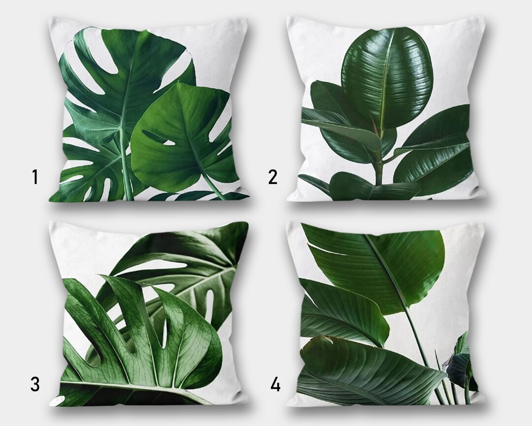 Green Tropical Palm Tree Pillow, Decorative Throw Pillowcase, Green ...