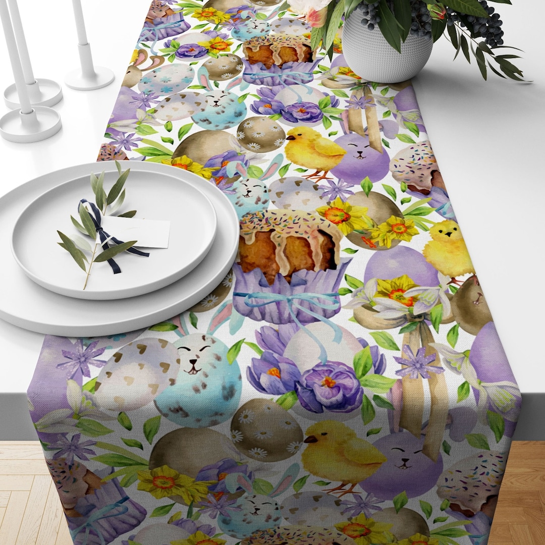Easter Table Runners, Easter Eggs Table Runner, Colorful Easter Table ...