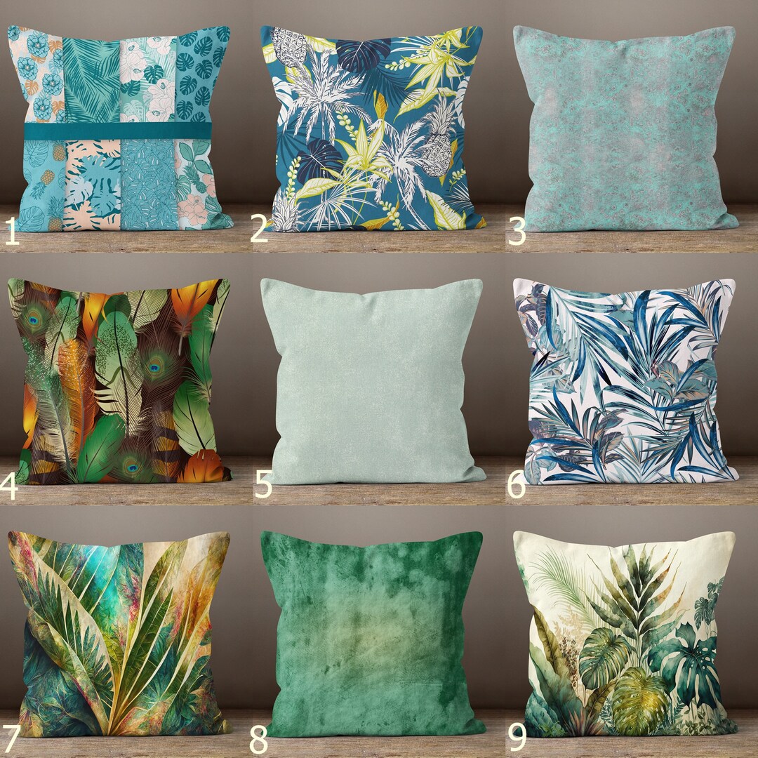Tropical Pillow Covers, Exotic Leaves Throw Pillow Covers, Abstract ...