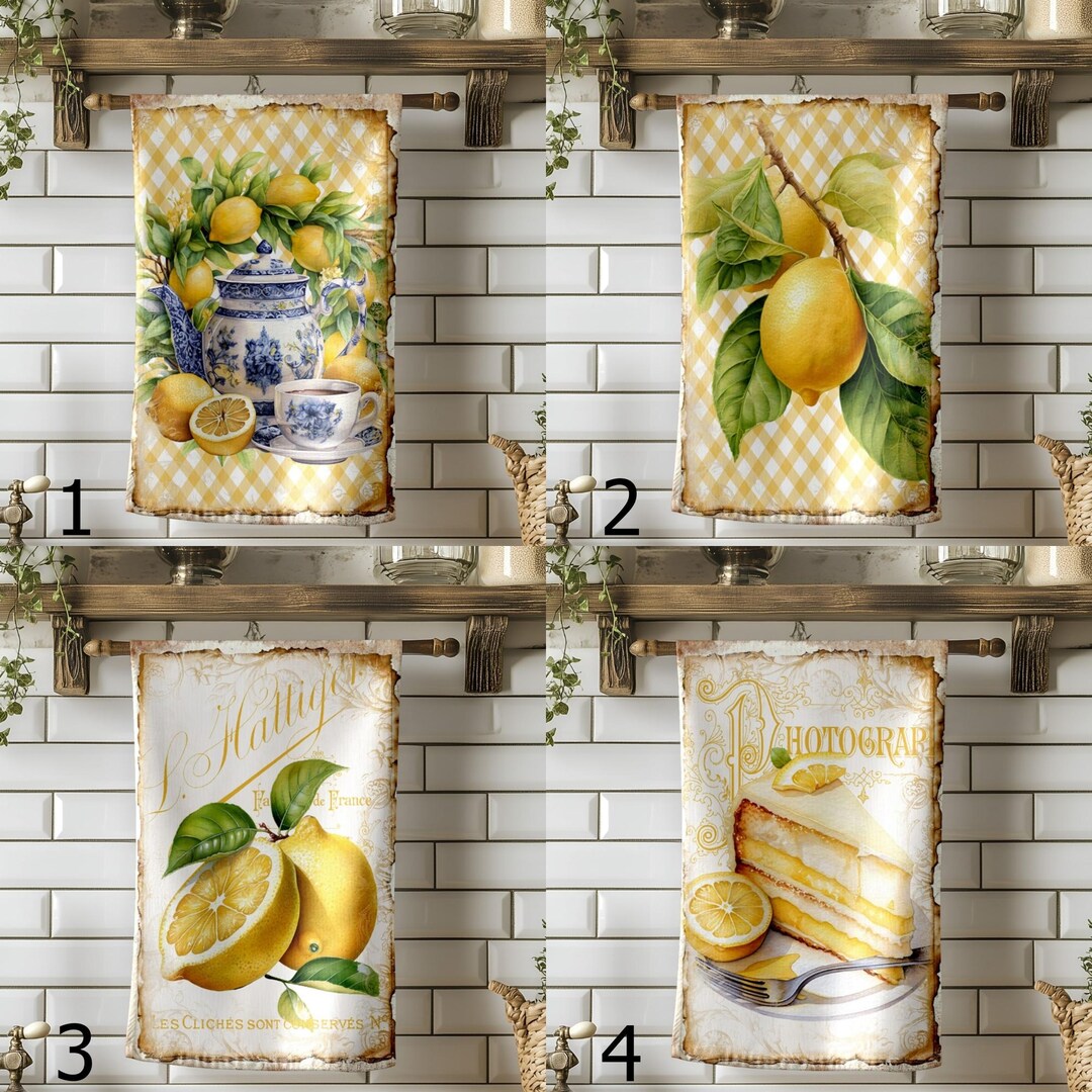 Lemon Kitchen Tea Towel, Citrus Fruit Kitchen Towel, Farmhouse Lemon ...