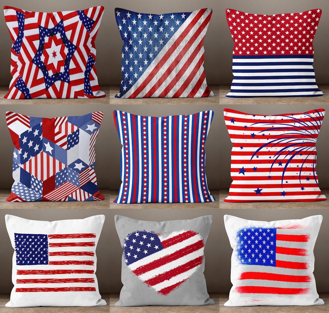 Capa de almofada com a bandeira dos EUA, capa de almofada da ...