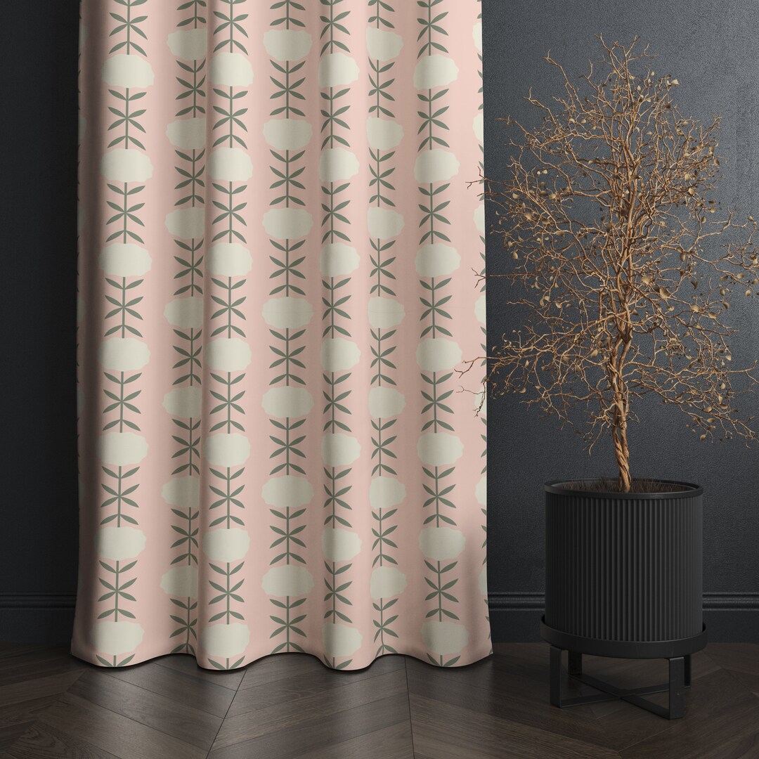 Retro Pattern Curtains, Flower Pattern Panel Curtains, Pastel Colors ...