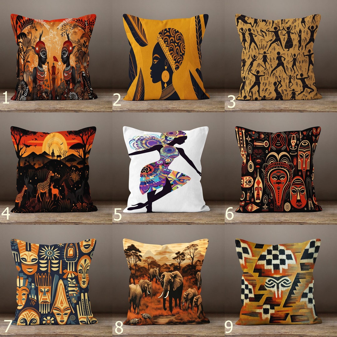 African Woman Throw Pillow Cover, Ethnic Tribal Pillowcase, African ...