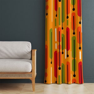 Retro Curtains Decorative Boho Curtain Mid Century Pattern - Etsy