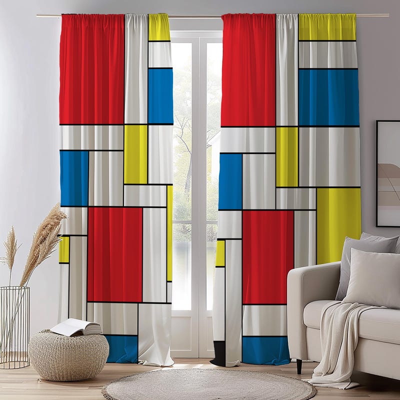 Color Block Curtains - Etsy