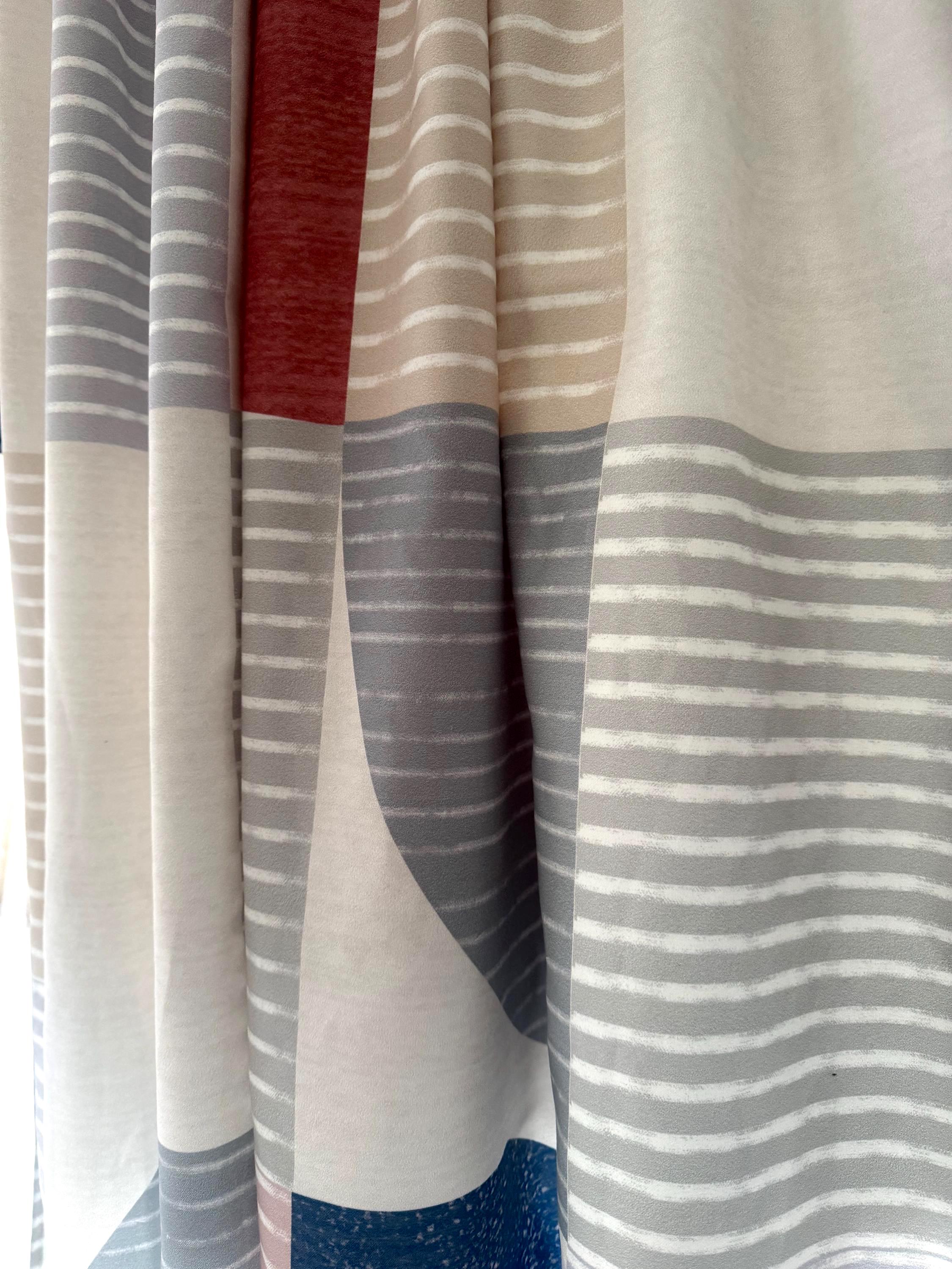 Mid Century Window Curtain, Retro Geometric Abstract Drapes, Mcm Panels ...