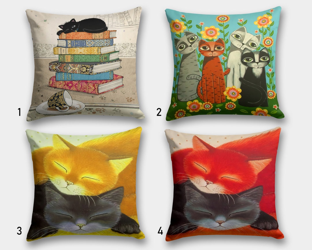 Cute Cat Pillow Covers, Cat Pattern Cushion Case, Animals Style Throw ...