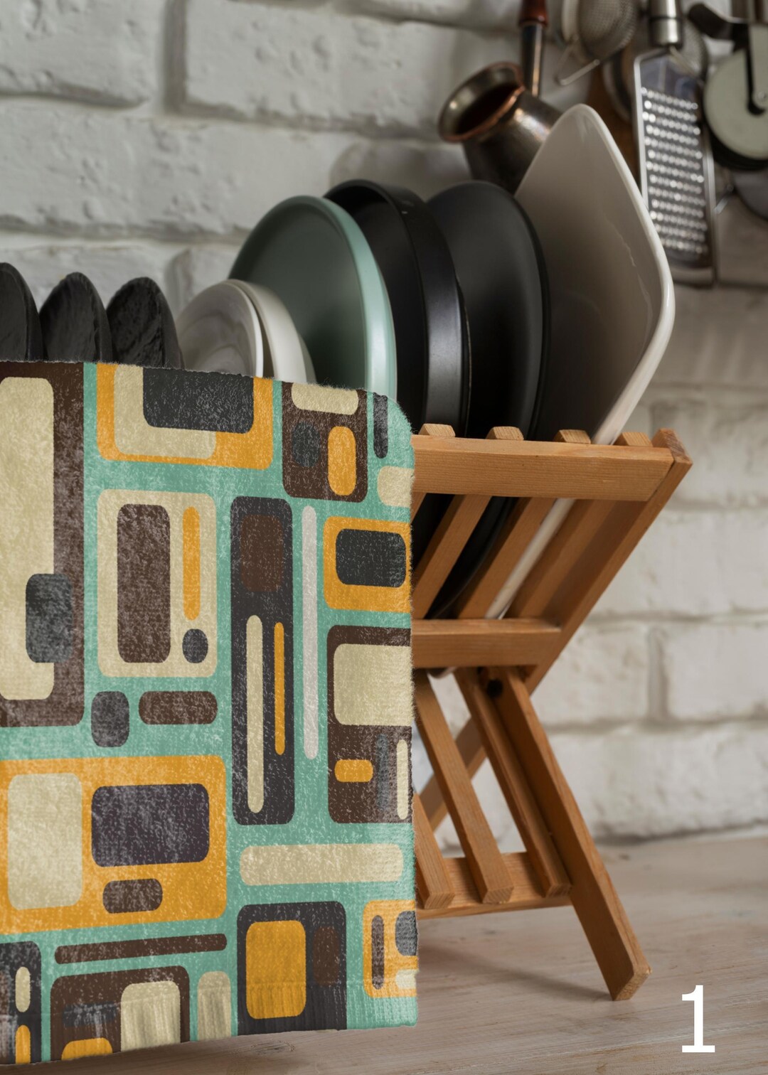 Retro Tea Towels, Mid Century Modern Kitchen Towel, 70s Geometric ...