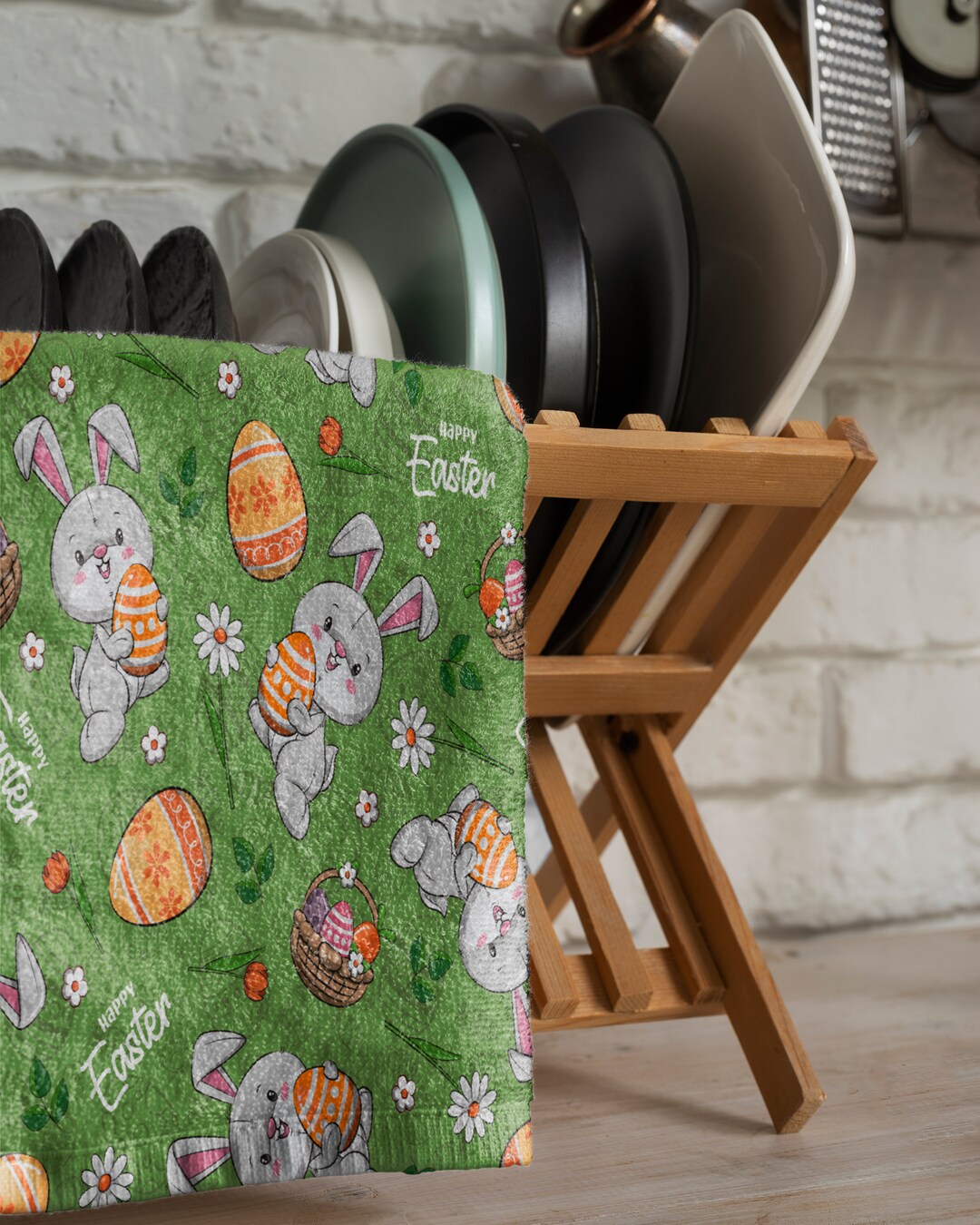 Happy Easter Tea Towels, Easter Dish Towels, Easter Cute Bunny Hand ...