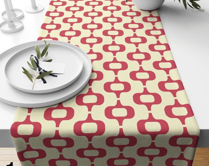 Retro Mid Century Modern Geometric Table Runner, Retro Party Table ...