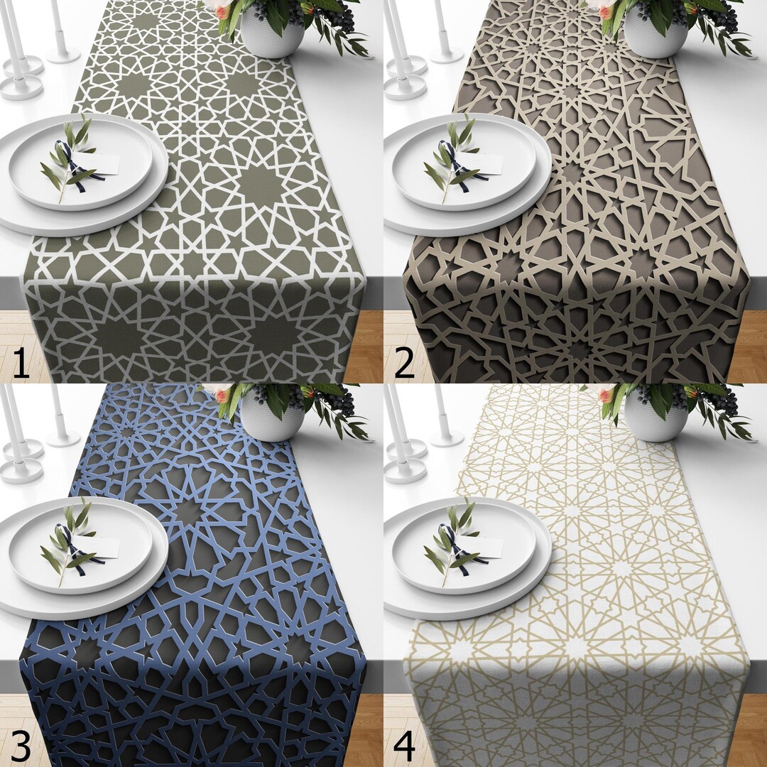 Authentic Arabian Style Table Runner, Islamic Geometric Table Runner ...