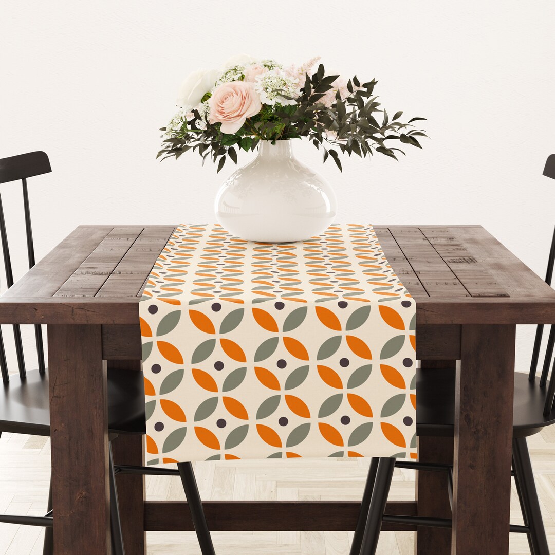 Mid Century Table Runner, Retro Abstract Table Runners, Colorful ...