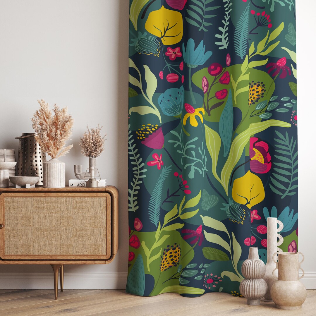 Exotic Flowers Curtain Panels, Floral Window Curtains, Tropical Flowers ...