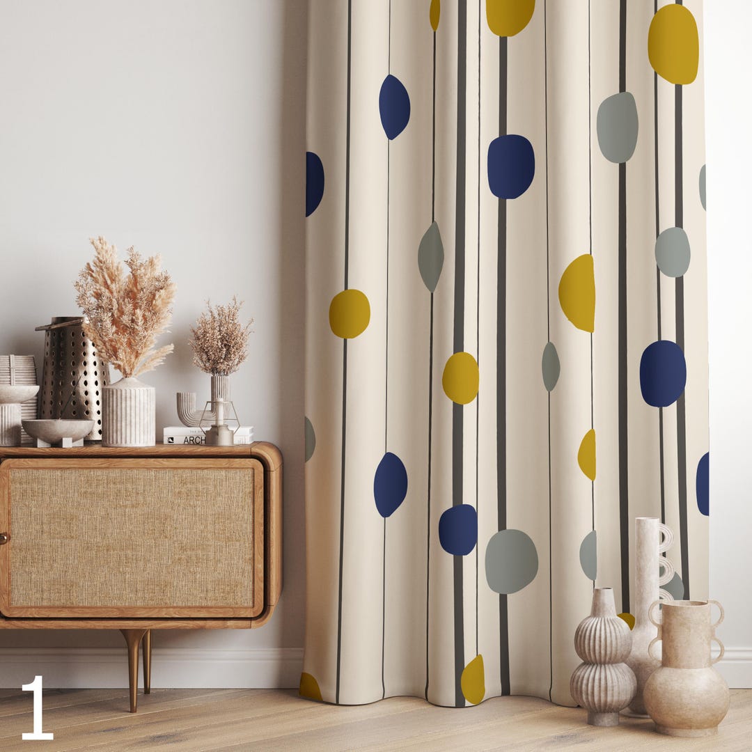 Retro Atomic Curtains, 70s Atomic Blackout Curtain Panels, Atomic ...