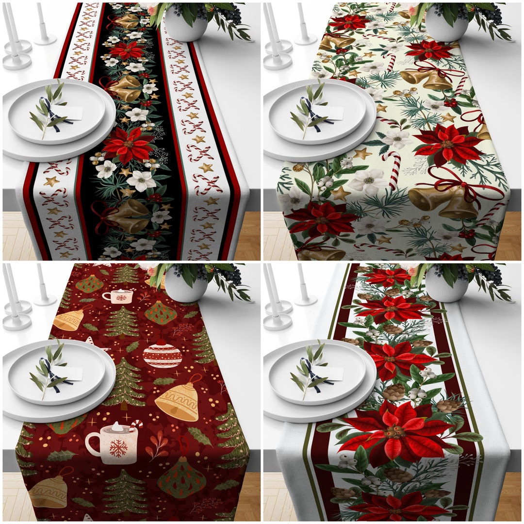 Christmas Table Runner, Santa Claus Table Runner, Xmas Event Decor ...