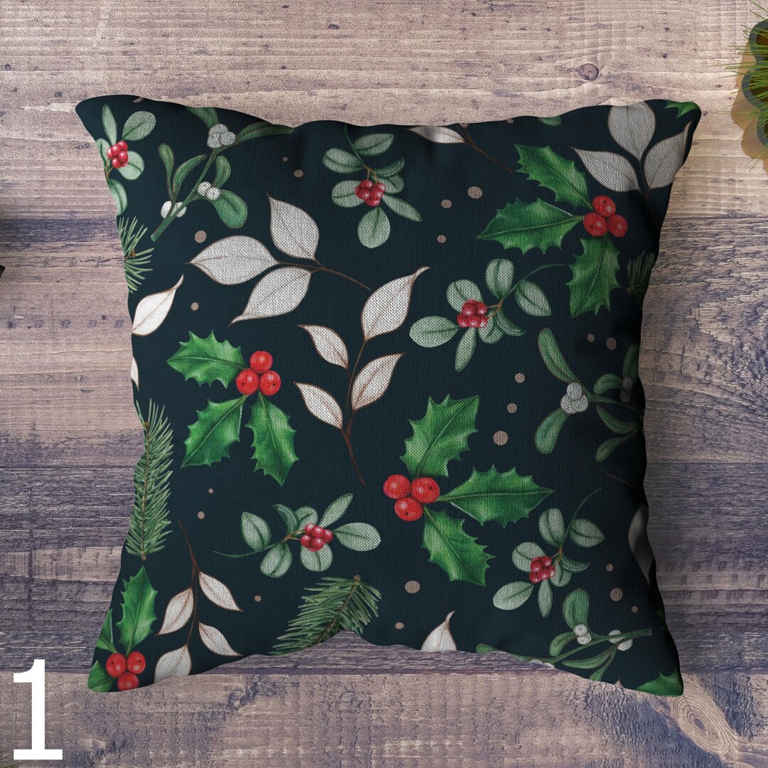 Christmas Berry Pillow Cover, Christmas Ornaments Pillow Cover ...