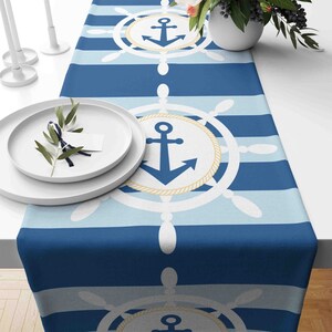 Nautical Pattern Table Runner, Coastal Themed Runners, Maritime Decor ...