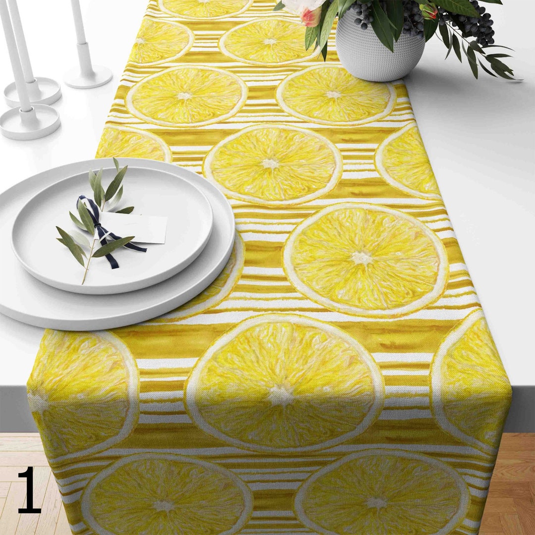 Lemon Slice Design Table Decor, Farmhouse Lemon Table Runners, Lemon ...