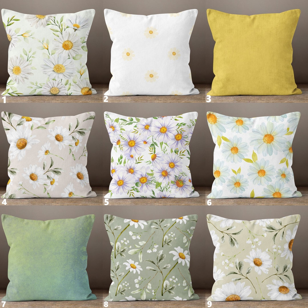Daisy Floral Throw Pillow Cover, Daisy Decor Pillow Case, Daisy Floral ...