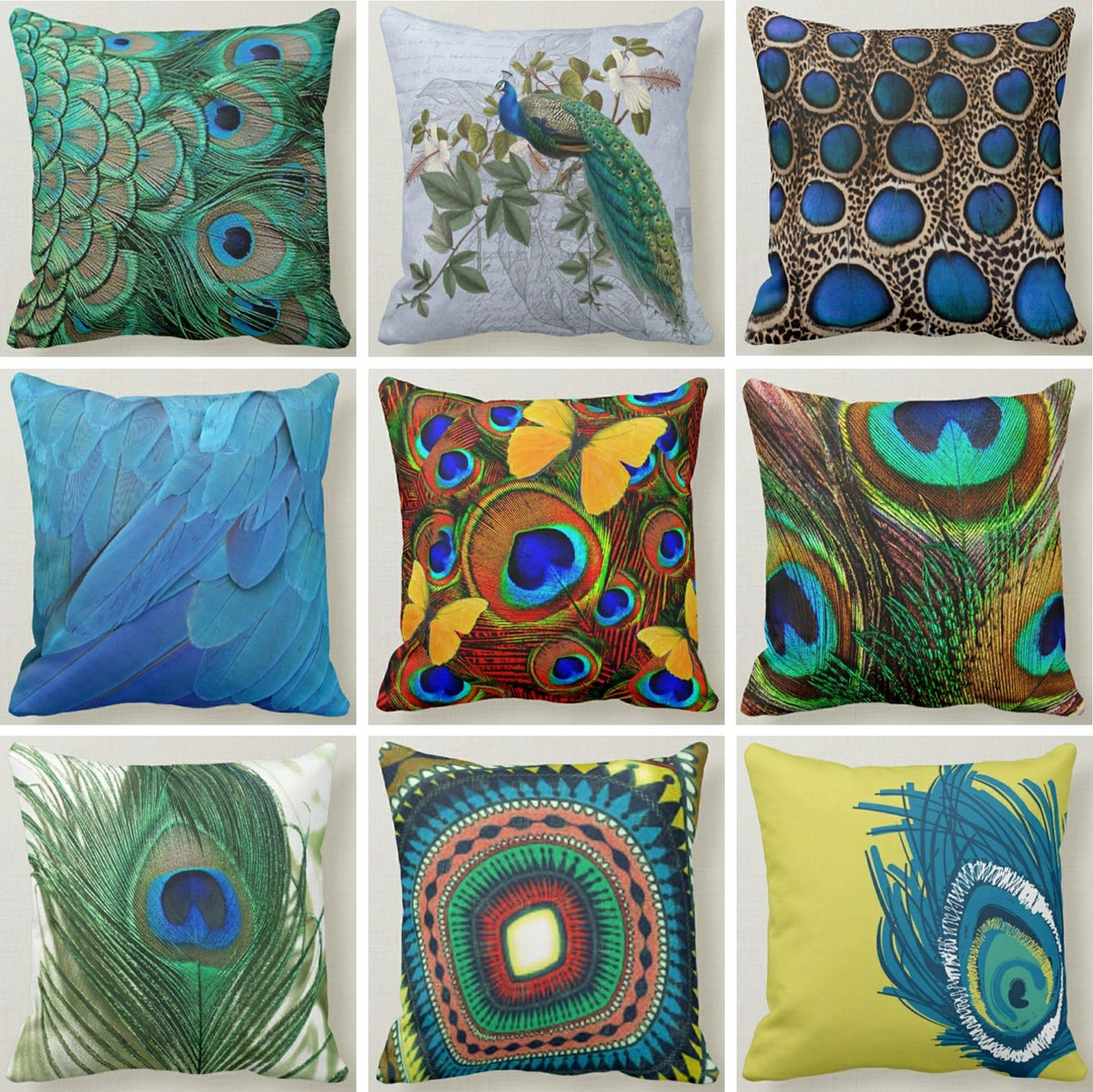 Peacock Pillow Covers, Decorative Throw Bedding Pillow Cover, Couch ...
