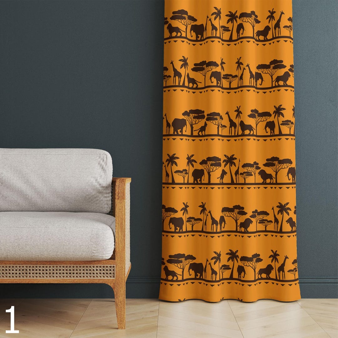 Ethnic Tribal Curtain, African Forest Life Drapes, Authentic African ...